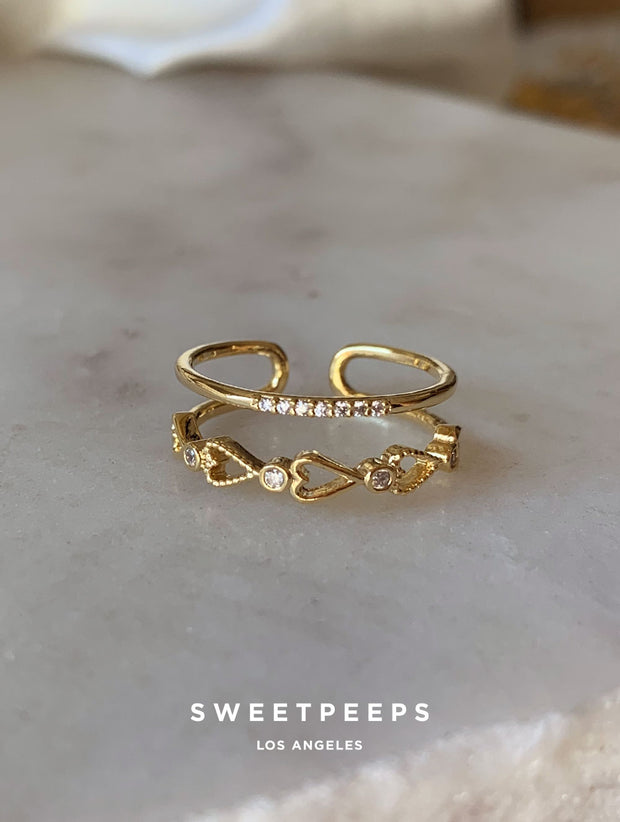 Audrey Hearts Double Band Ring – SP Inc.