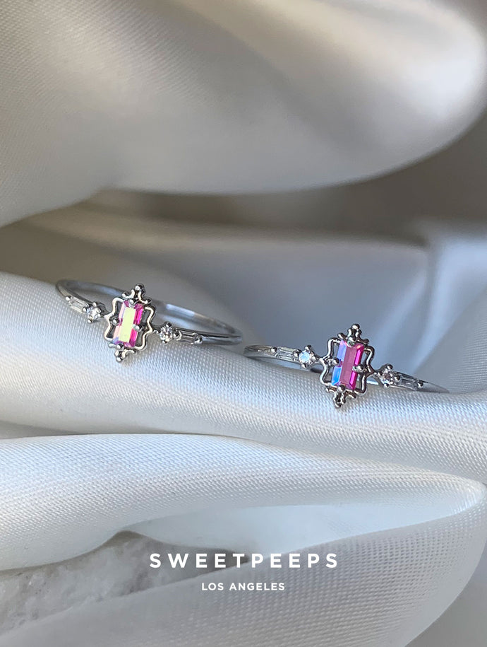 Silver Gem Frame Pink Ring – SP Inc.