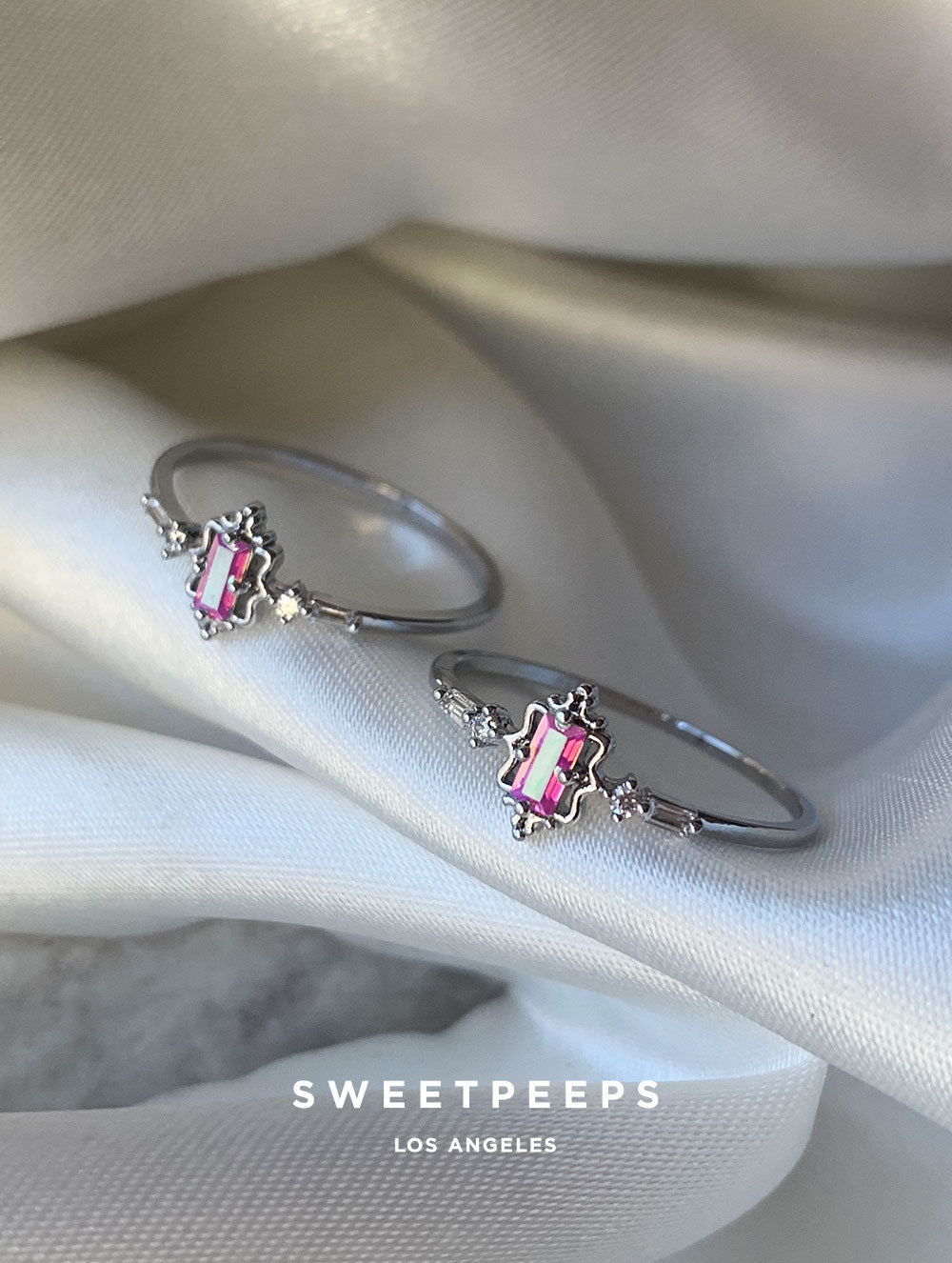 Silver Gem Frame Pink Ring – SP Inc.