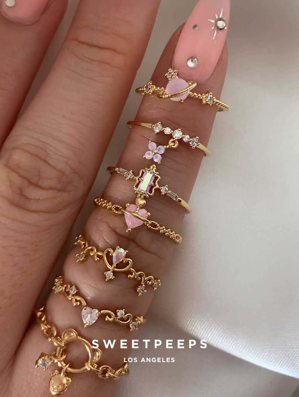 Vanessa Pink Heart Saturn Ring – SP Inc.