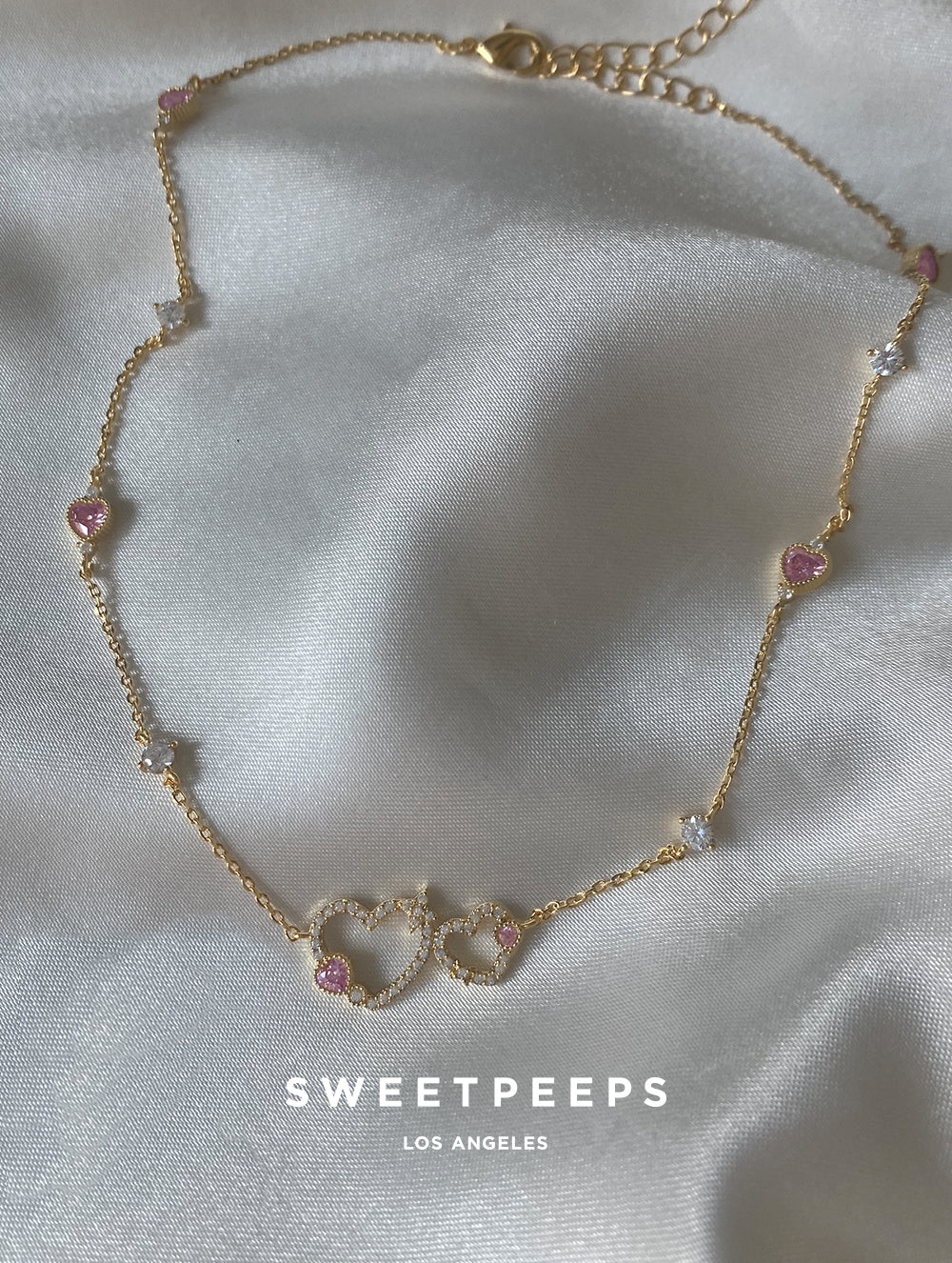 Madelyn Double Heart Pastel Necklace – SP Inc.